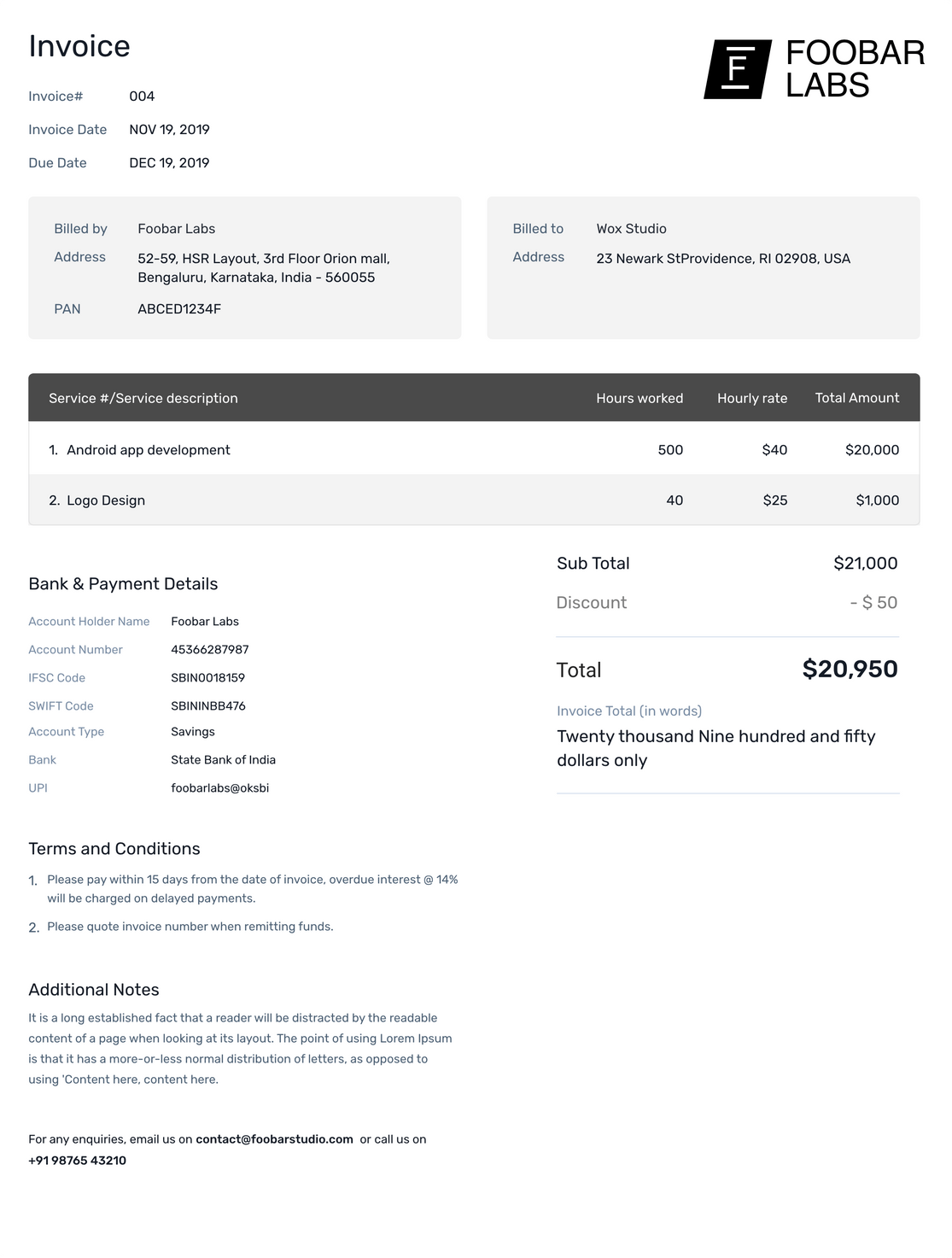 Freelance Invoice Templates | Free PDF Templates | Refrens