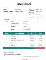 Free Estimate Templates (Word, Excel, PDF) | Estimate Format