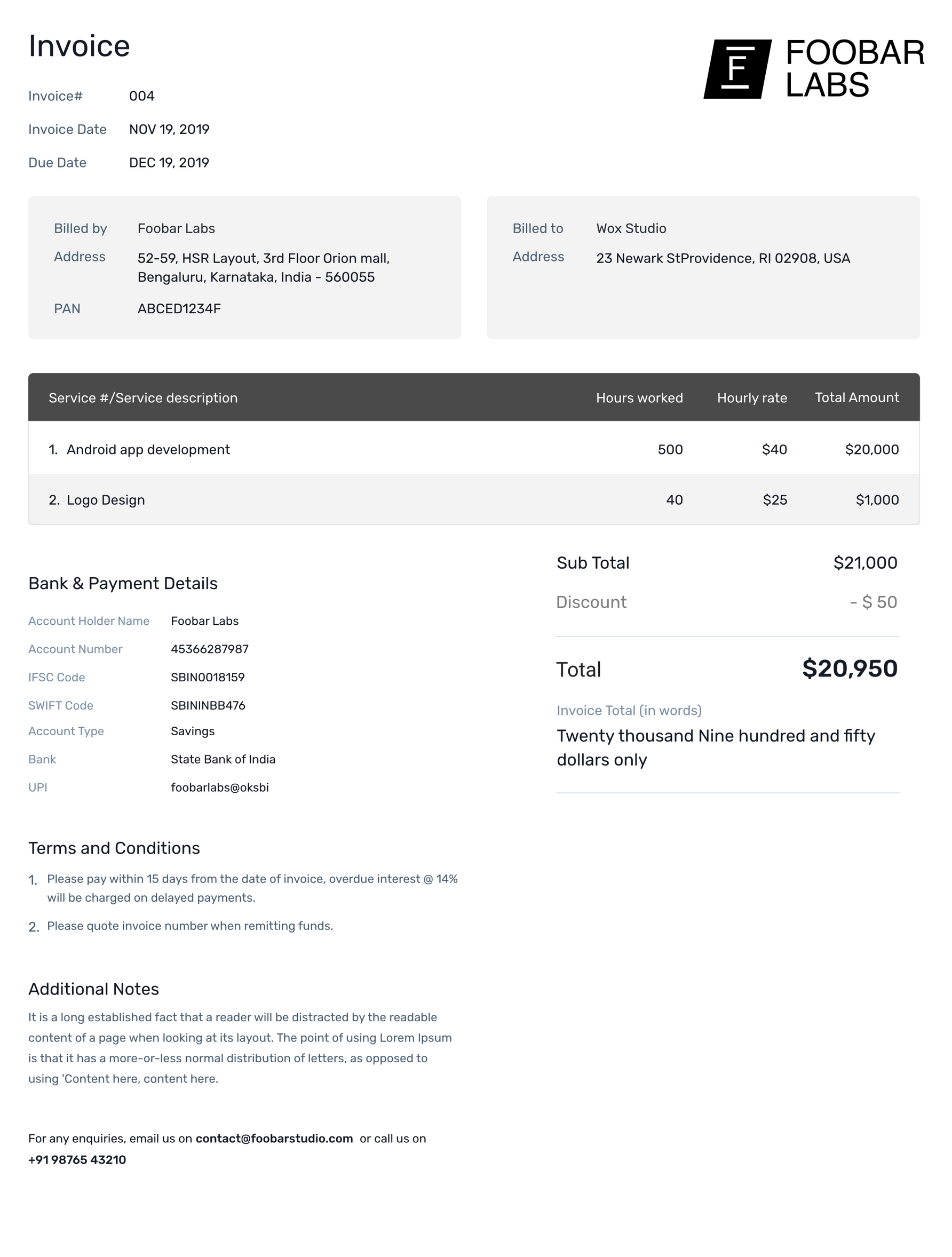 Freelance Invoice Templates | Free PDF Templates | Refrens