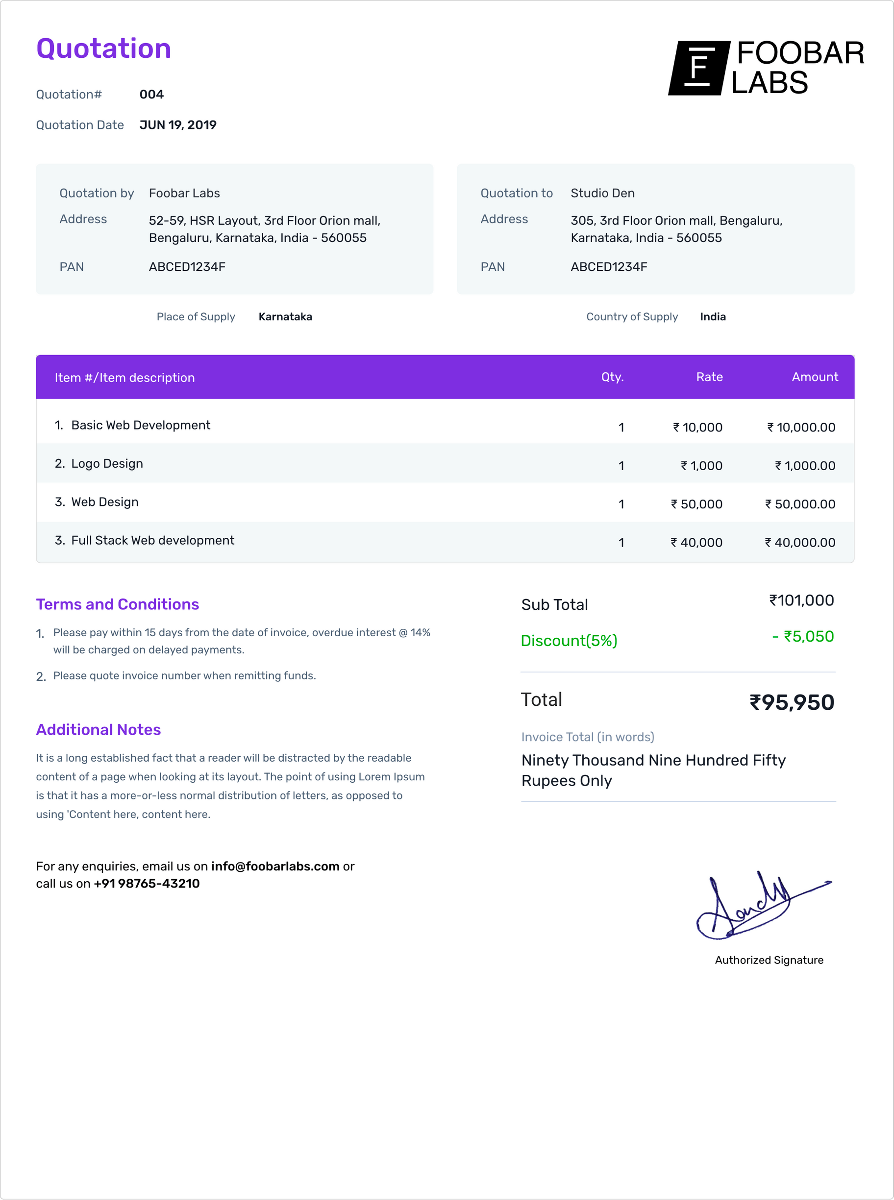 Quotation Format - Free Templates | Easy Download | Refrens