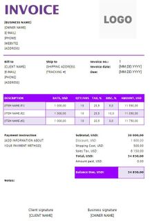 Content & Copy-Writing Invoice Template (Excel, Word, PDF)