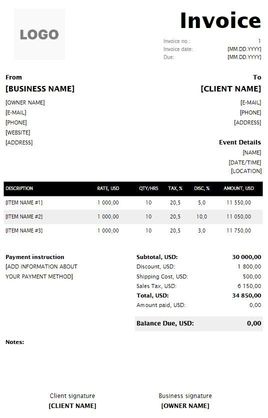 FREE Musician Invoice Templates (Word, Excel, PDF)