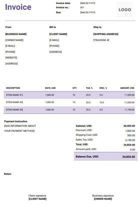 Free Tax Invoice Templates (Word, Excel, PDF)