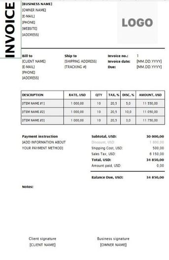 FREE Photography Invoice Templates (Excel, Word, PDF)
