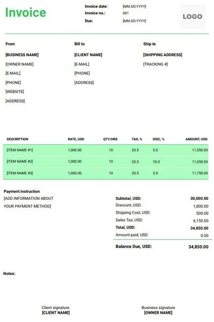 FREE Service Invoice Templates (Word, Excel, PDF)