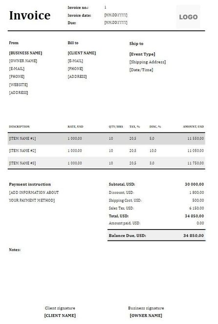 FREE Catering Invoice Templates (Word, Excel, PDF)