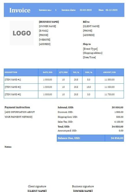 FREE Catering Invoice Templates (Word, Excel, PDF)