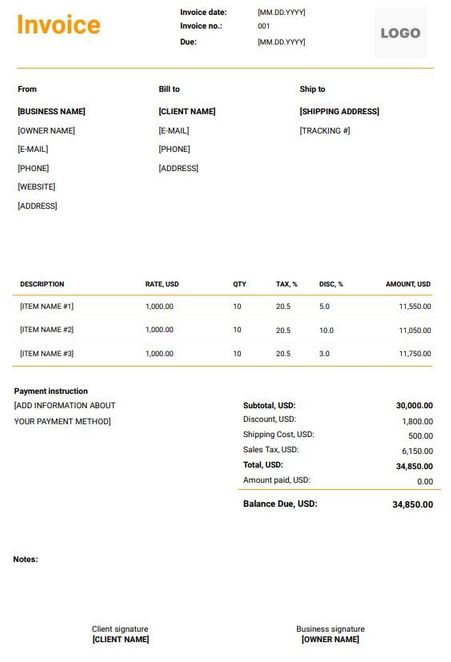 FREE Interior Design Invoice Templates (Word, Excel, PDF)
