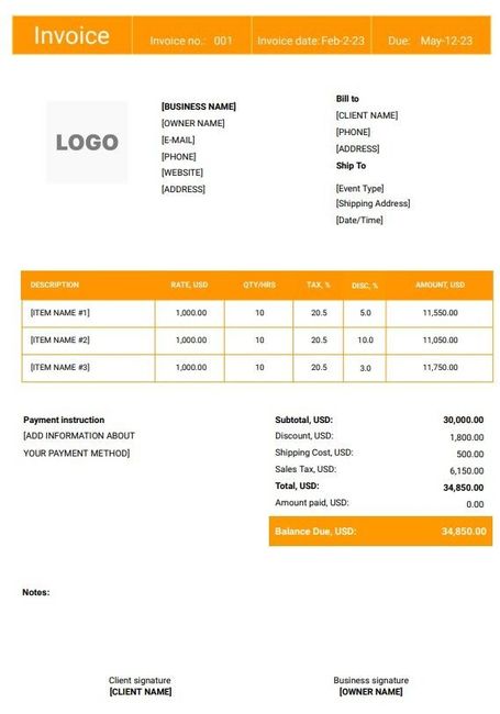 FREE Catering Invoice Templates (Word, Excel, PDF)