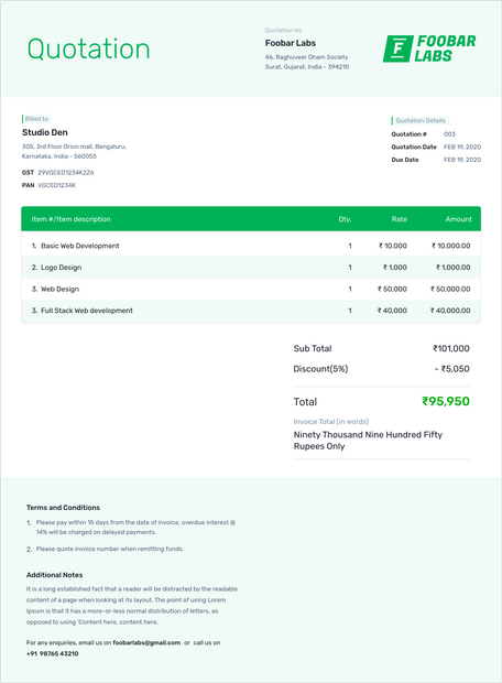 Quotation Format - Free Templates | Easy Download | Refrens