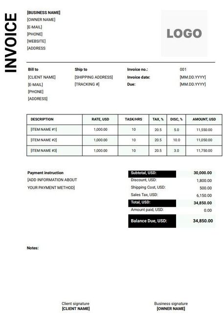 FREE Interior Design Invoice Templates (Word, Excel, PDF)