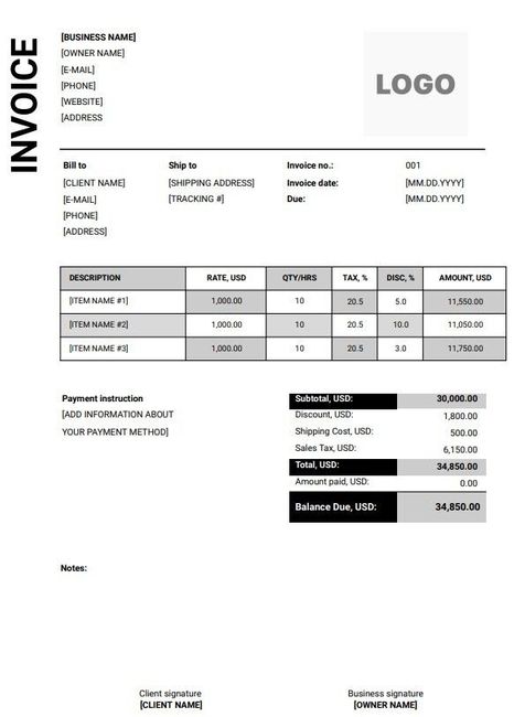 FREE Service Invoice Templates (Word, Excel, PDF)