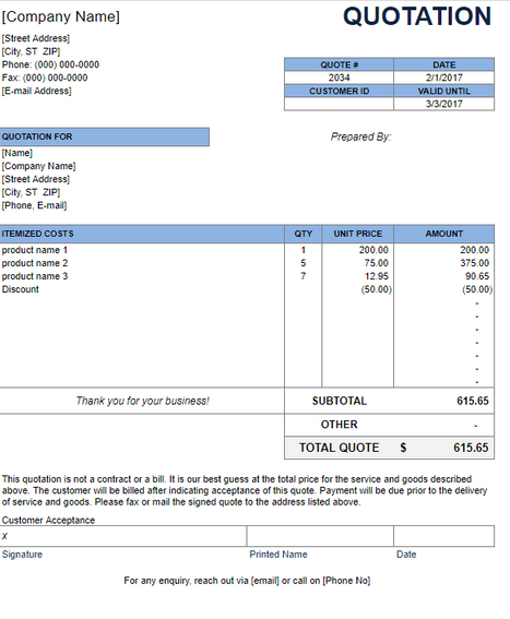 Free Quotation Templates in Word, Excel, PDF | Quote Format