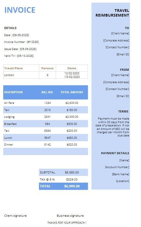 Free Travel Agency Invoice Templates (Word, Excel, PDF)