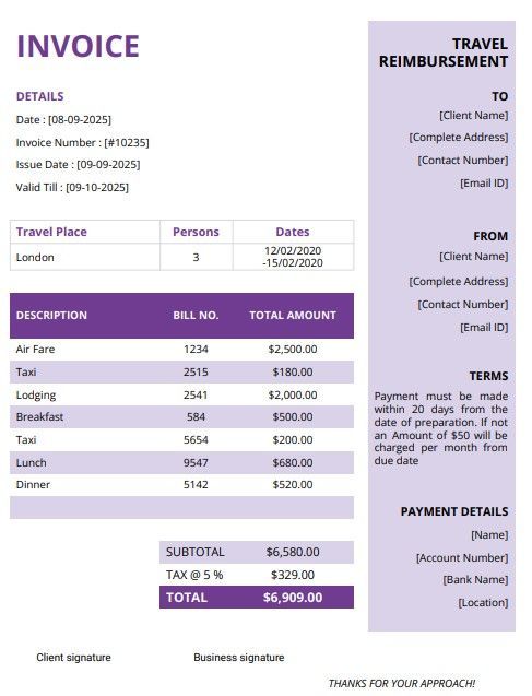 Free Travel Agency Invoice Templates (Word, Excel, PDF)