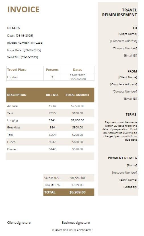 Free Travel Agency Invoice Templates (Word, Excel, PDF)