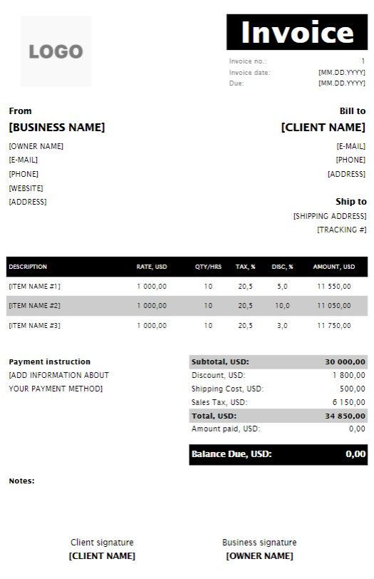 FREE Social Media Invoice Templates (Word, Excel, PDF)