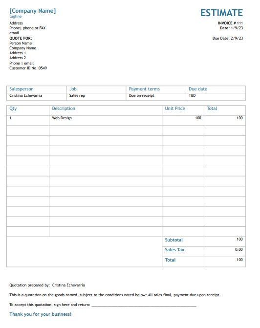 Free Estimate Templates (Word, Excel, PDF) | Estimate Format
