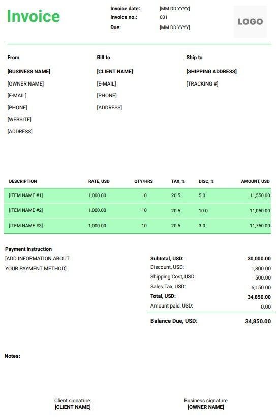 FREE Service Invoice Templates (Word, Excel, PDF)