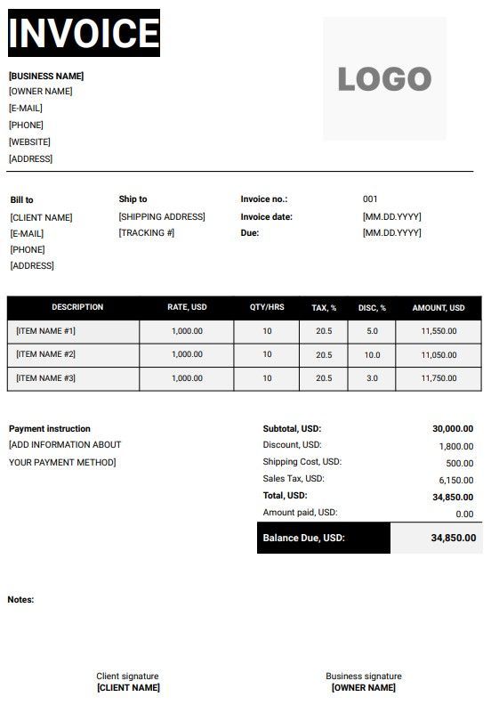 FREE Social Media Invoice Templates (Word, Excel, PDF)