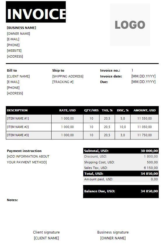 Free Graphic Design Invoice Templates (Word, Excel, PDF)