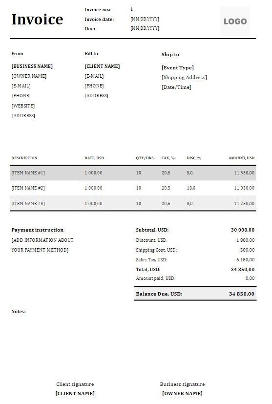 FREE Catering Invoice Templates (Word, Excel, PDF)