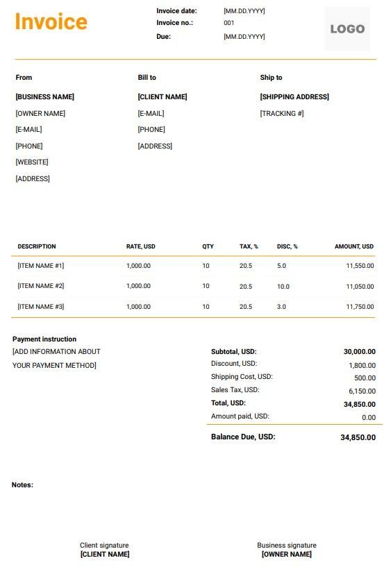 FREE Interior Design Invoice Templates (Word, Excel, PDF)