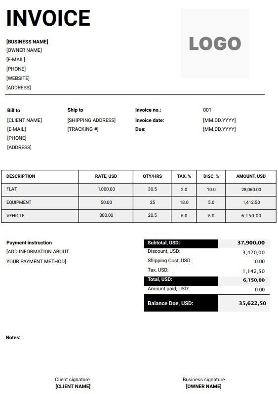 FREE Rental Invoice Templates (Word, Excel, PDF)