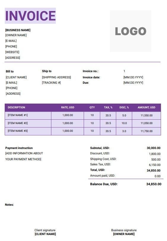 FREE Service Invoice Templates (Word, Excel, PDF)