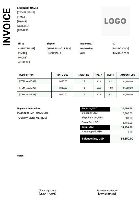 FREE Interior Design Invoice Templates (Word, Excel, PDF)