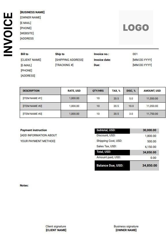 FREE Service Invoice Templates (Word, Excel, PDF)