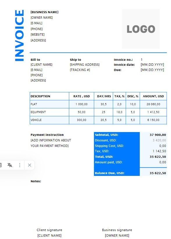 FREE Rental Invoice Templates (Word, Excel, PDF)