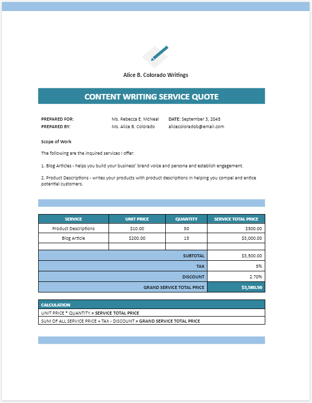 Free Quotation Templates in Word, Excel, PDF | Quote Format