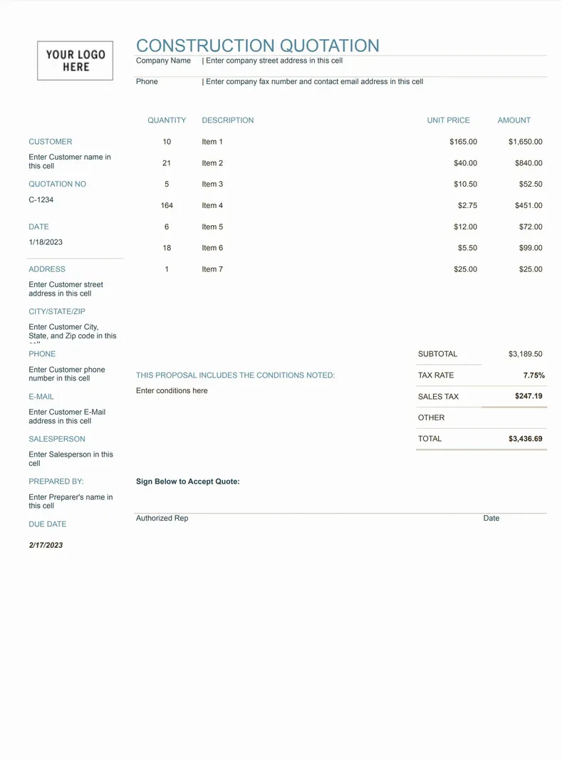 Free Quotation Templates in Word, Excel, PDF | Quote Format