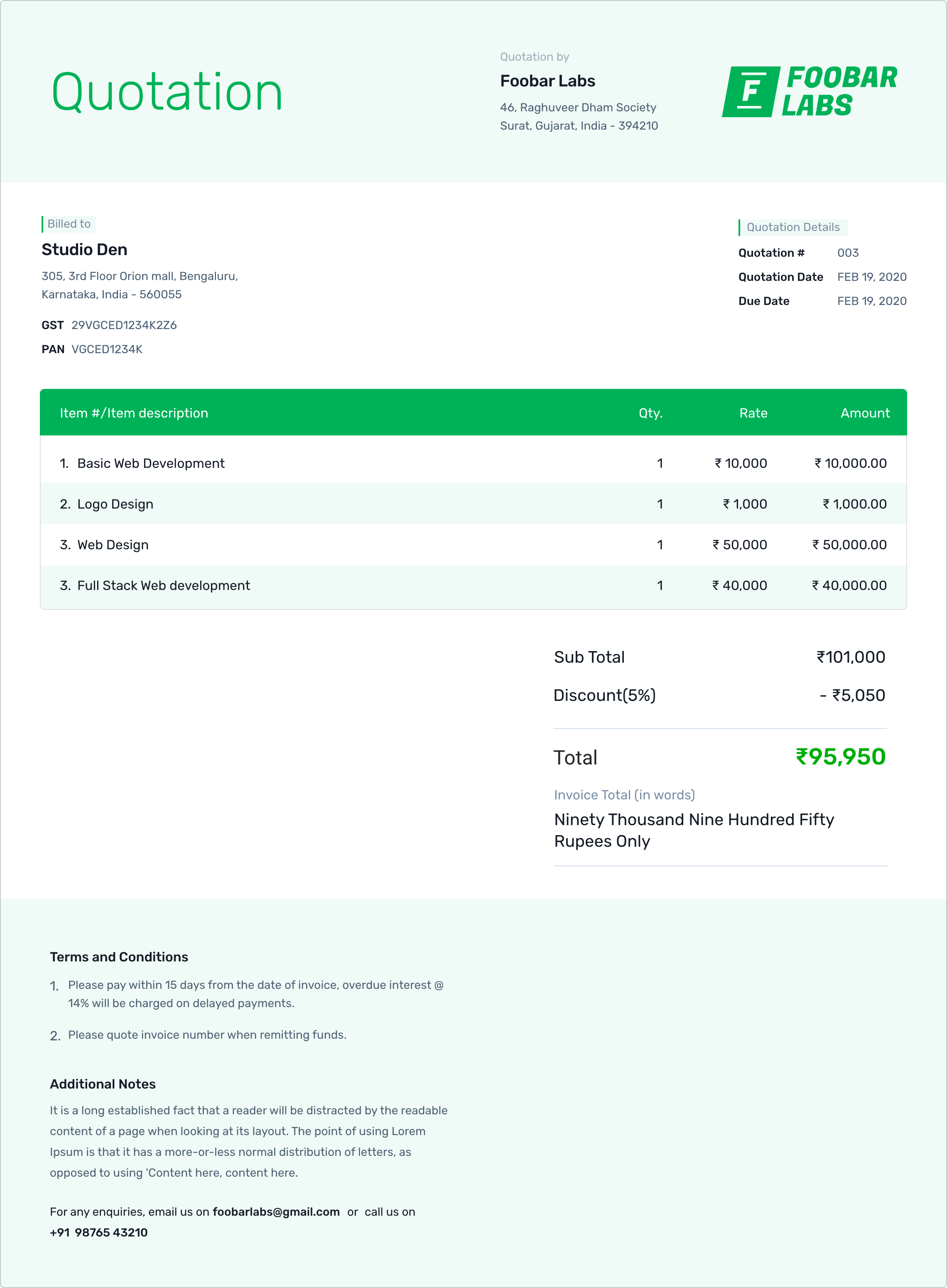 Quotation Format Free Templates Easy Download Refrens